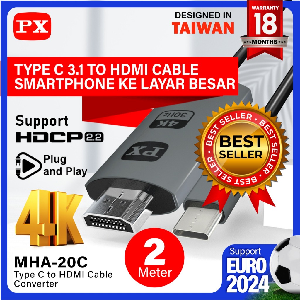 Jual Kabel MHL USB Type C 3.1 to HDMI TV Converter 4K PX MHA-20C 2 ...