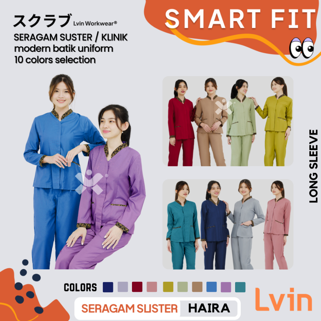 Jual Lvin Baju Seragam suster Haira Batik Series Lengan Panjang / nanny ...