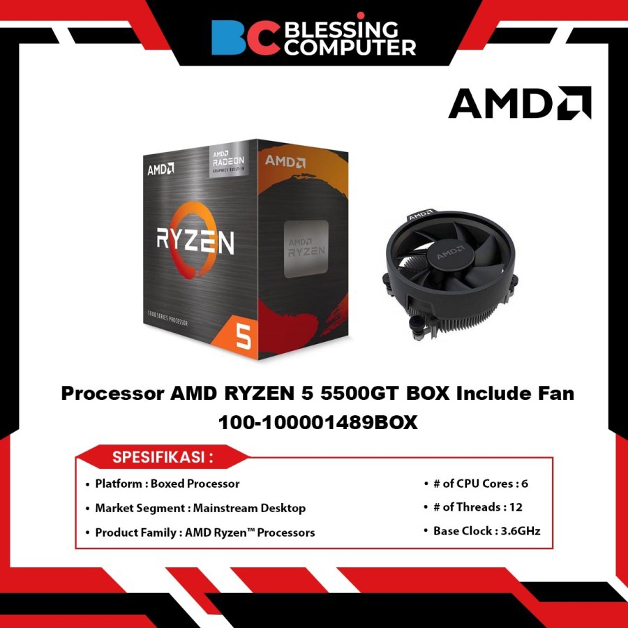 Jual Processor AMD RYZEN 5 5500GT BOX Include Fan 100-100001489BOX ...