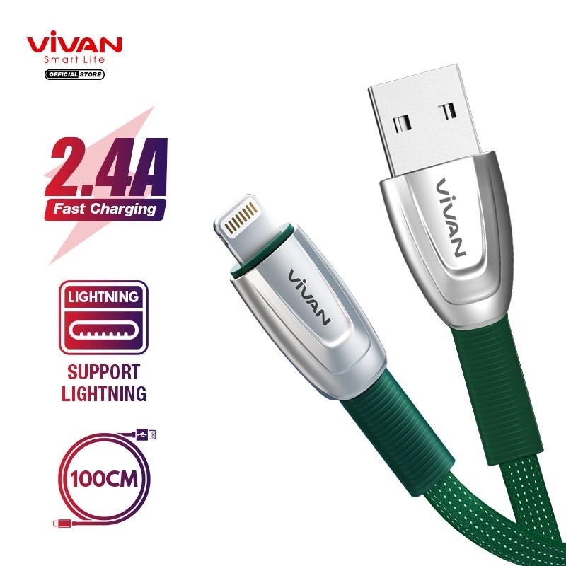 Jual VIVAN BTK LS GREEN KABEL IPHONE X LIGHTNING CABLE DATA FAST ...