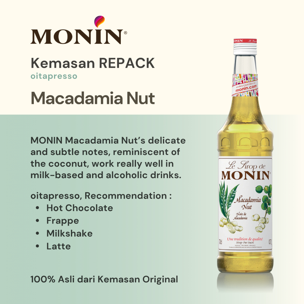 Jual REPACK - Monin Macadamia Nut Syrup [100] g | Shopee Indonesia