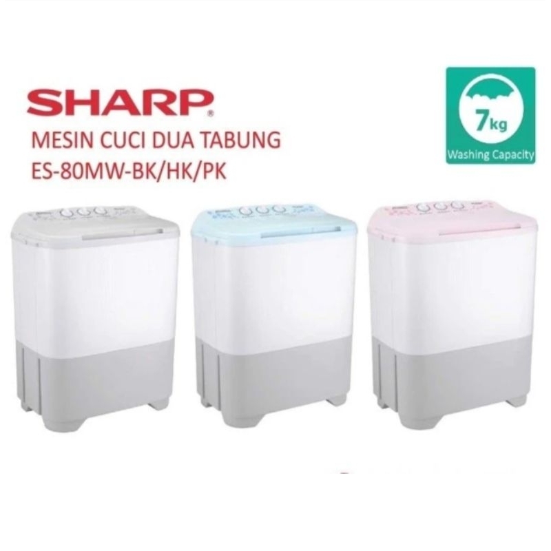 Jual Mesin Cuci Dua Tabung Sharp Pure Magic ES-T80MW/Mesin Cuci Twin ...