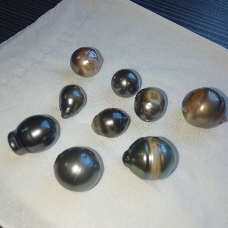 Jual butiran mutiara air laut Baroque barok warna hitam silver setelan ...