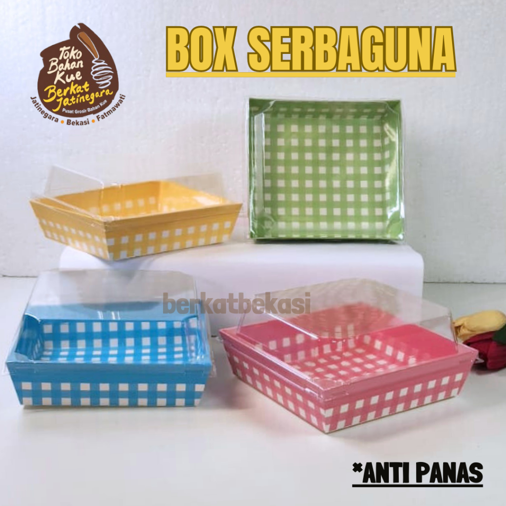 Jual BOX SERBA GUNA MOTIF KOTAK 11X12 CM / BOX BURGER / BOX MIKA / 5 ...