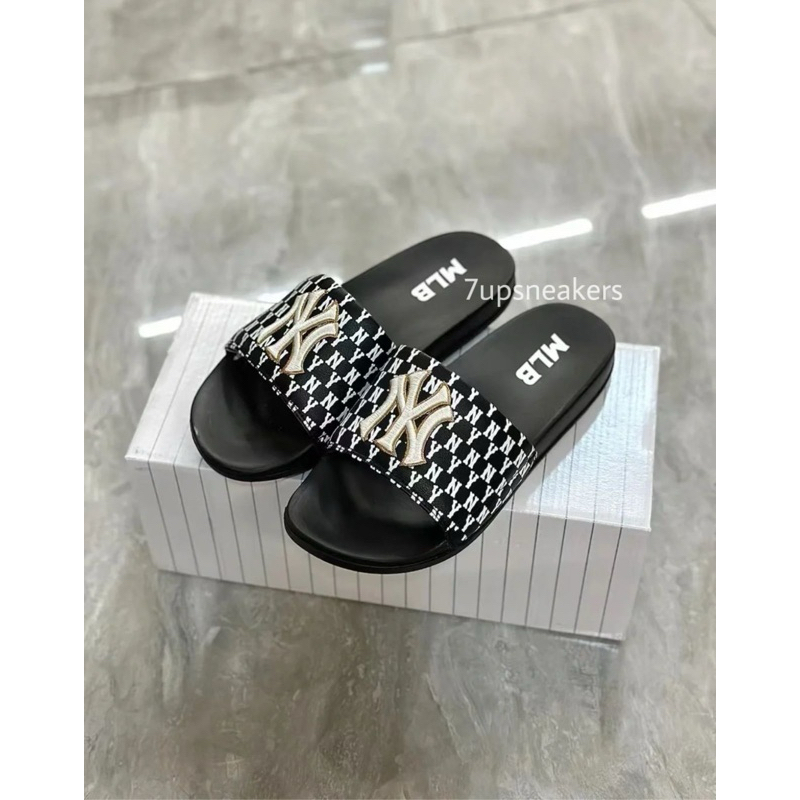 Jual Sandal Slop MLB Yankees Black / White | Shopee Indonesia