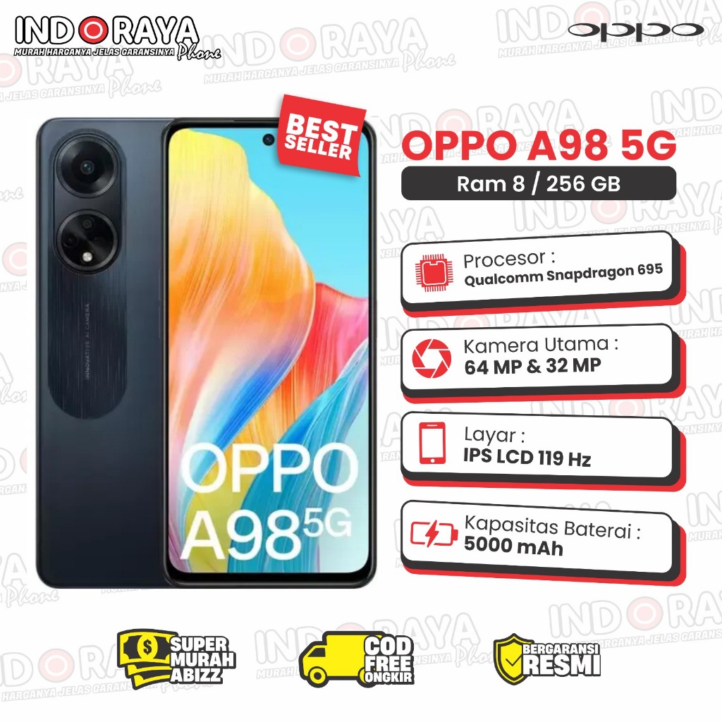 Jual OPPO A98 5G 8/256 GB 67W SUPERVOOC 5000mAh, 8GB+8GB RAM Expansion ...