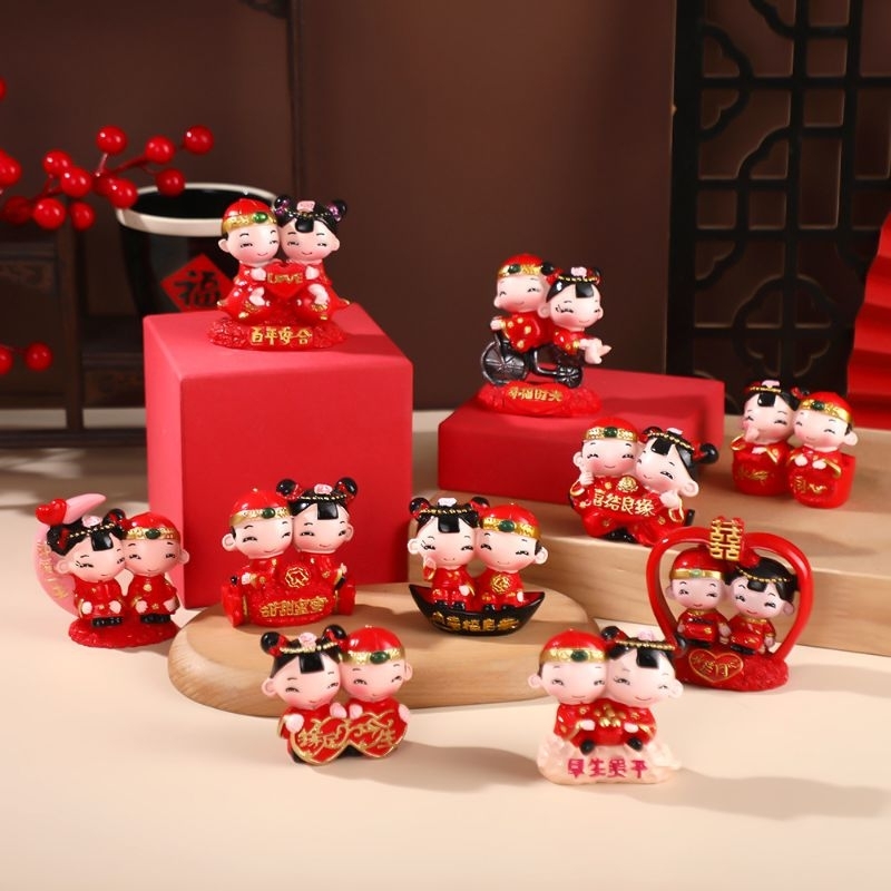 Jual Dassom Part 6 Patung Pajangan Wedding Bride & Groom Red Chinese ...