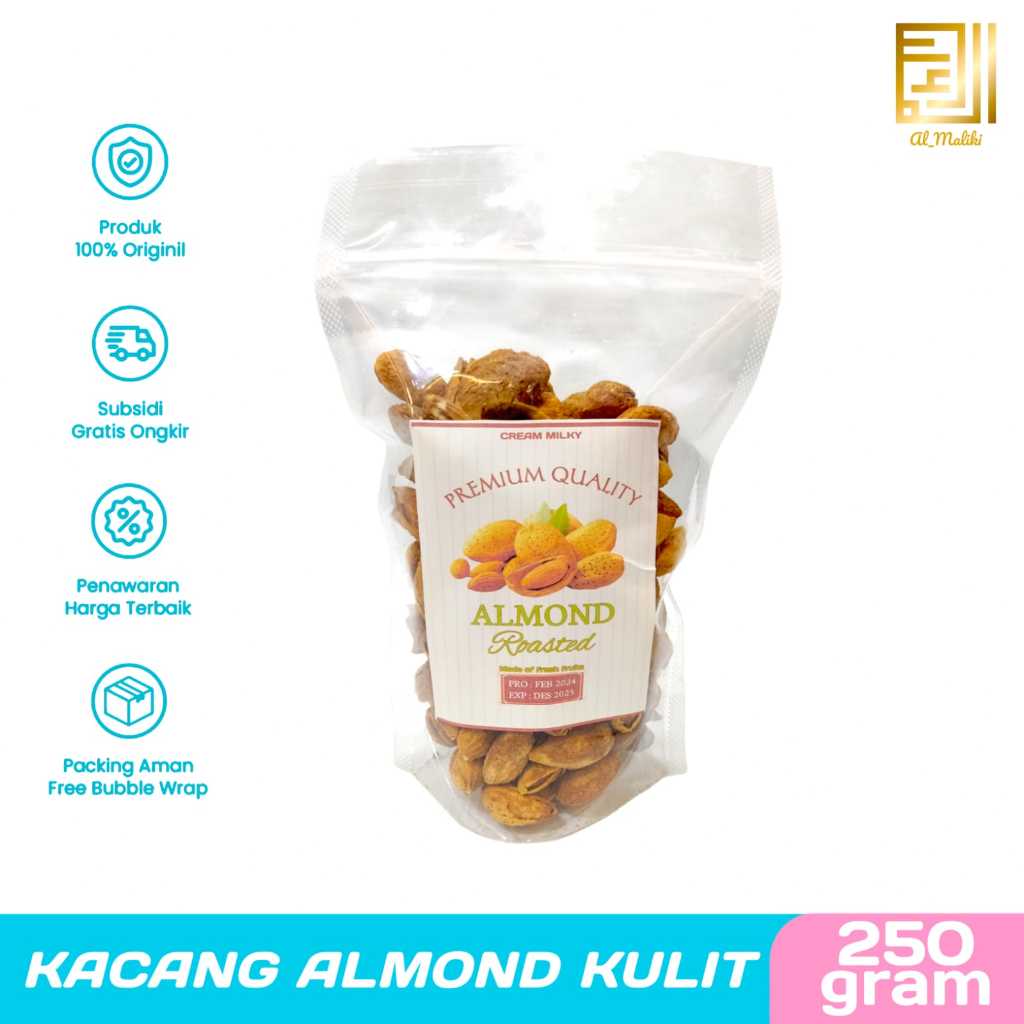 Jual Kacang Almond Kulit Panggang 250gram I Almond Roasted | Shopee ...