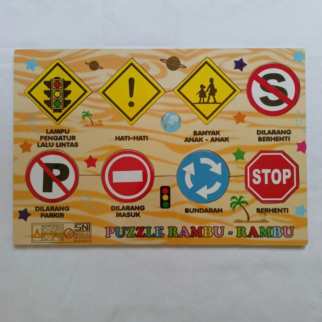 Jual Mainan Edukasi Anak Puzzle Kayu Gambar Rambu Rambu Lalu Lintas ...