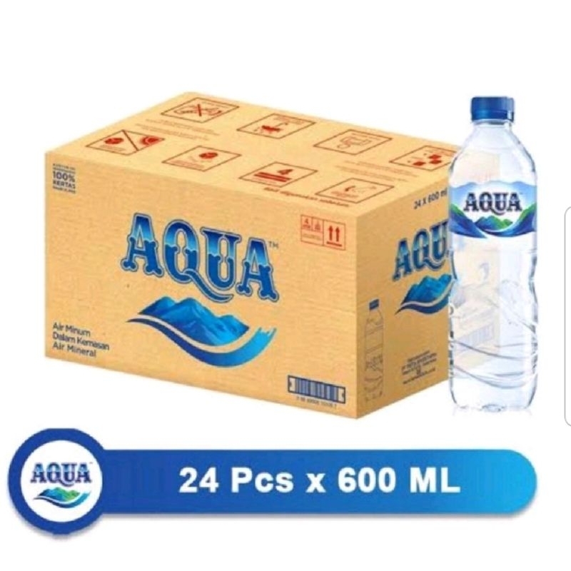 Jual (Bisa Gosend) Air Mineral Aqua 600 ml 1 Dus Isi 24 pcs | Shopee Indonesia