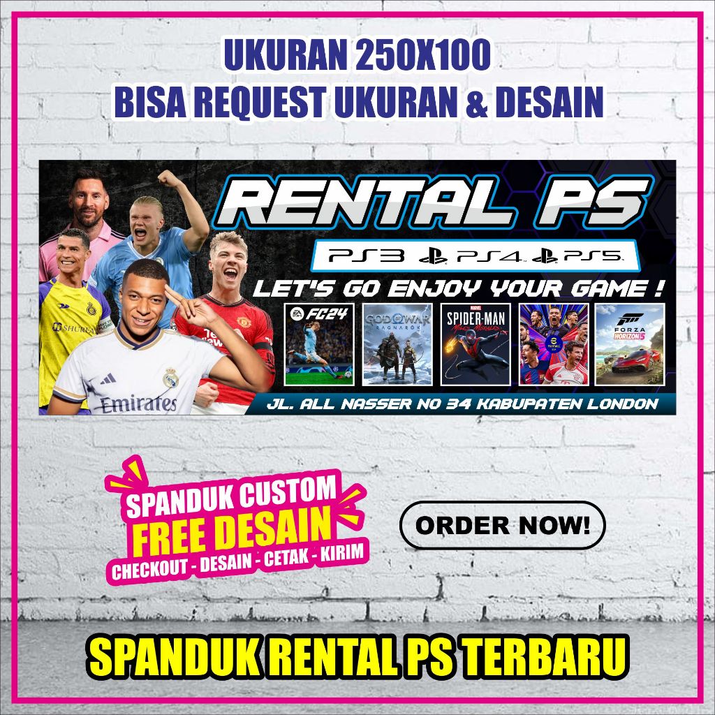 Jual Spanduk/Banner/BAckdrop Rental PS Terbaru Terupdate Ukuran 250X100 ...