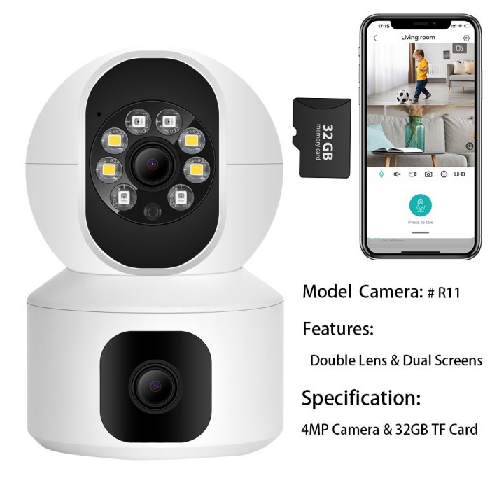 Jual NEW NEW Smart IP Cam V380 Pro Dual Camera Indoor PTZ Dua Kamera ...