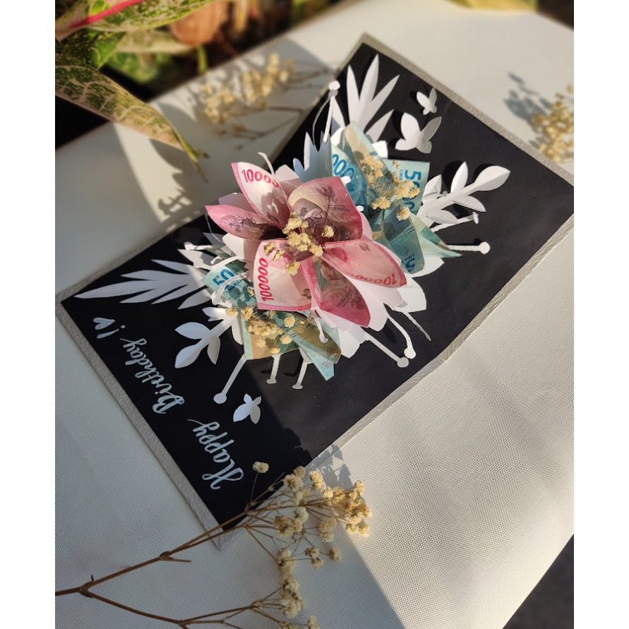 Jual BUNGA UANG ASLI 50 100 RIBU / Hadiah Kartu Ucapan Ulang Tahun ...