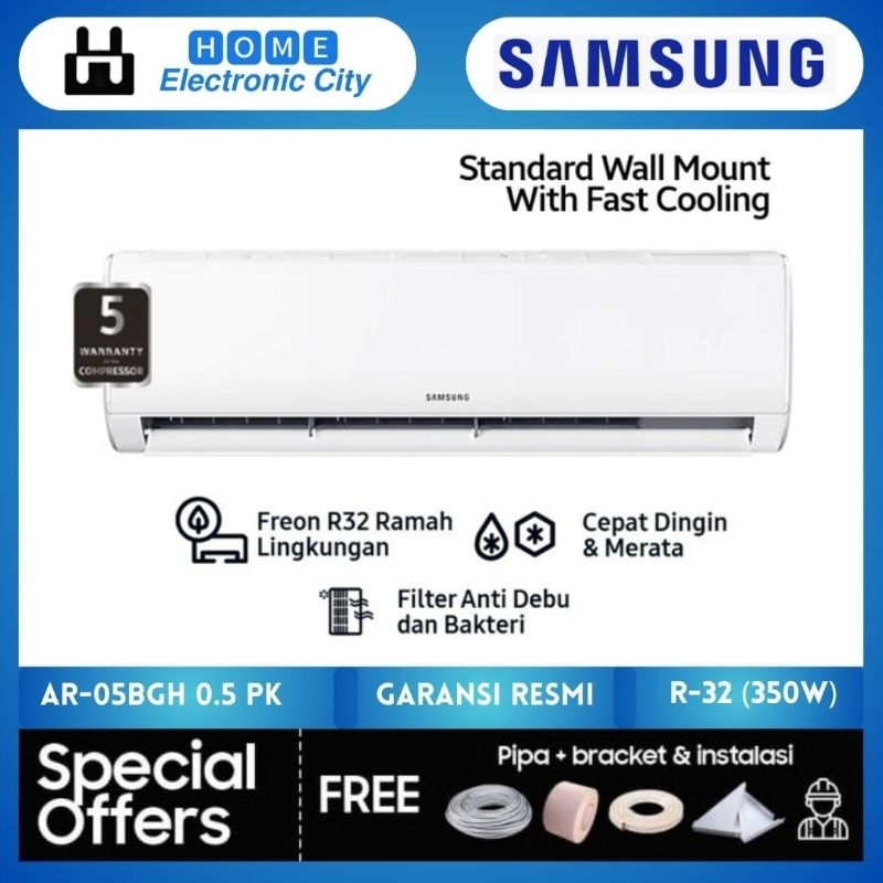 Jual AC SAMSUNG AR05BGHQASINSE 0.5 PK 350 WATT FAST COOLING R32 BTU 5.000 GARANSI RESMI | Shopee ...