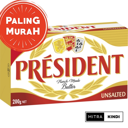 Jual (MURAH) PRESIDENT BUTTER UNSALTED 200GR | Shopee Indonesia