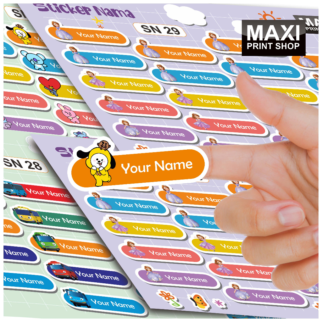 Jual MAXI - Stiker Label Nama Anak Custom Nama Karakter | Shopee Indonesia