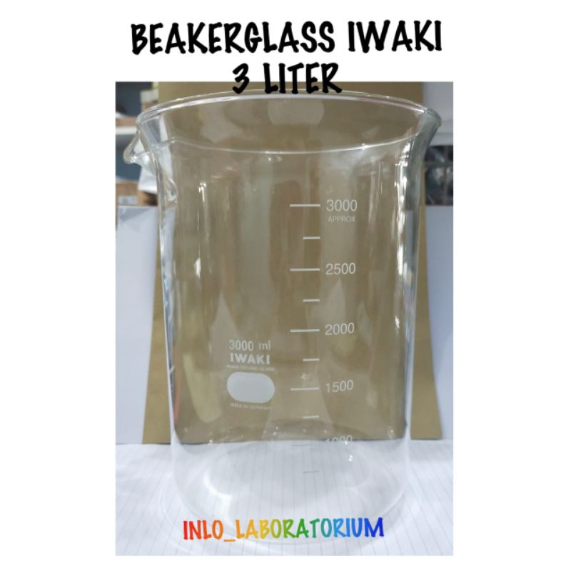Jual Beaker Glass IWAKI 3000 ml/Beakerglass/Beaker/Beker/Gelas Kimia ...