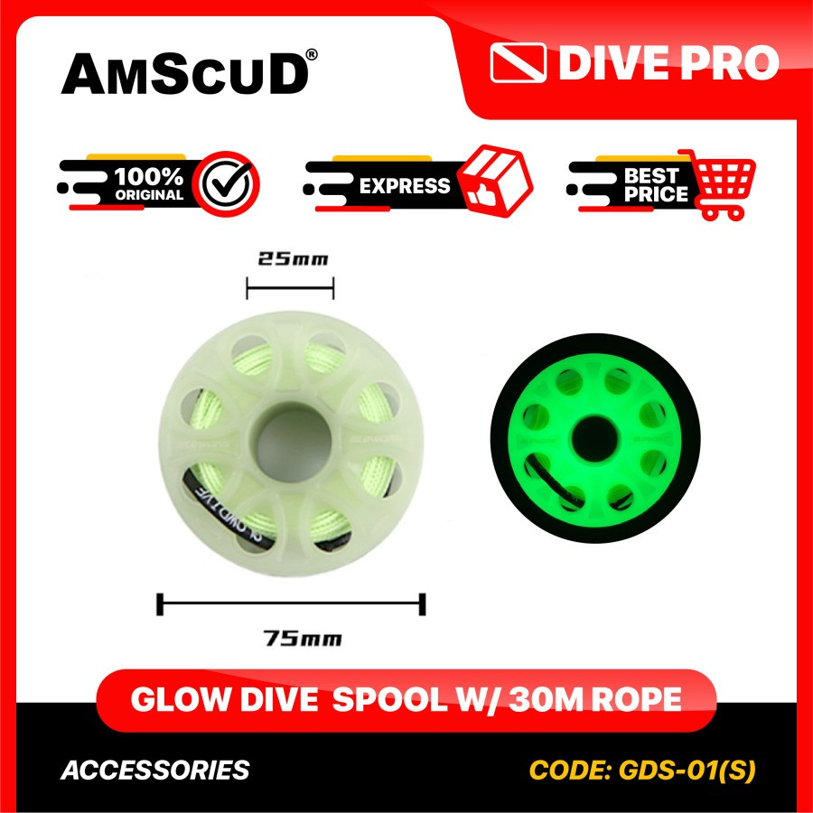 Jual AMSCUD Glow Dive Spool With 30m Rope GDS-01(S) | Shopee Indonesia