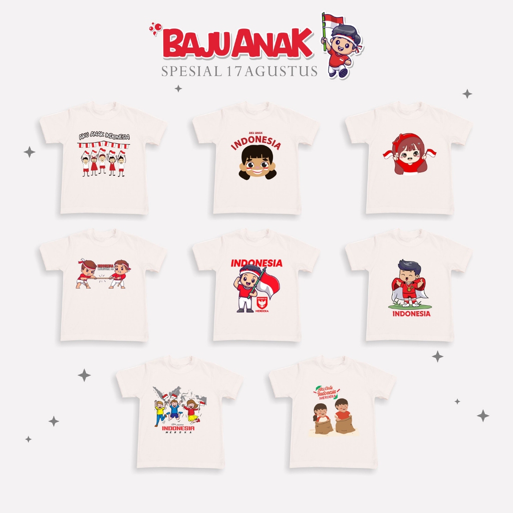 Jual Kaos Anak 17 Agustus Indonesia Merdeka | Shopee Indonesia