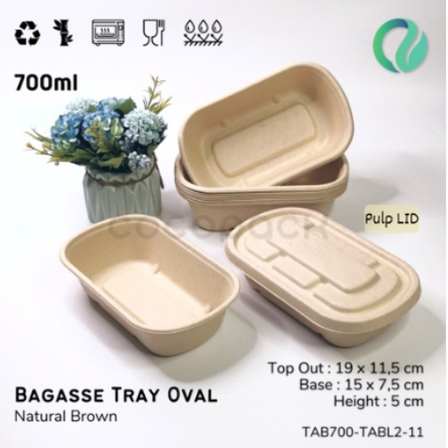 Jual Bagasse Oval 700ml Natural Brown Tutup Pulp 10 PCS | Shopee Indonesia