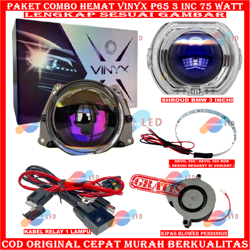 Jual PAKET COMBO HEMAT BILED VINYX P65 GEN 2 3 INCHI PURPLE LENS PAKET ...