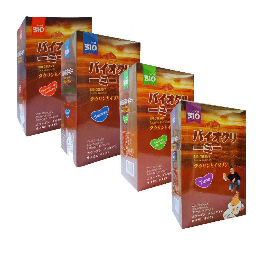 Jual [ BOX ] BIO CREAMY snack makanan kucing ( 15gr x 4pcs ) x 12pack ...