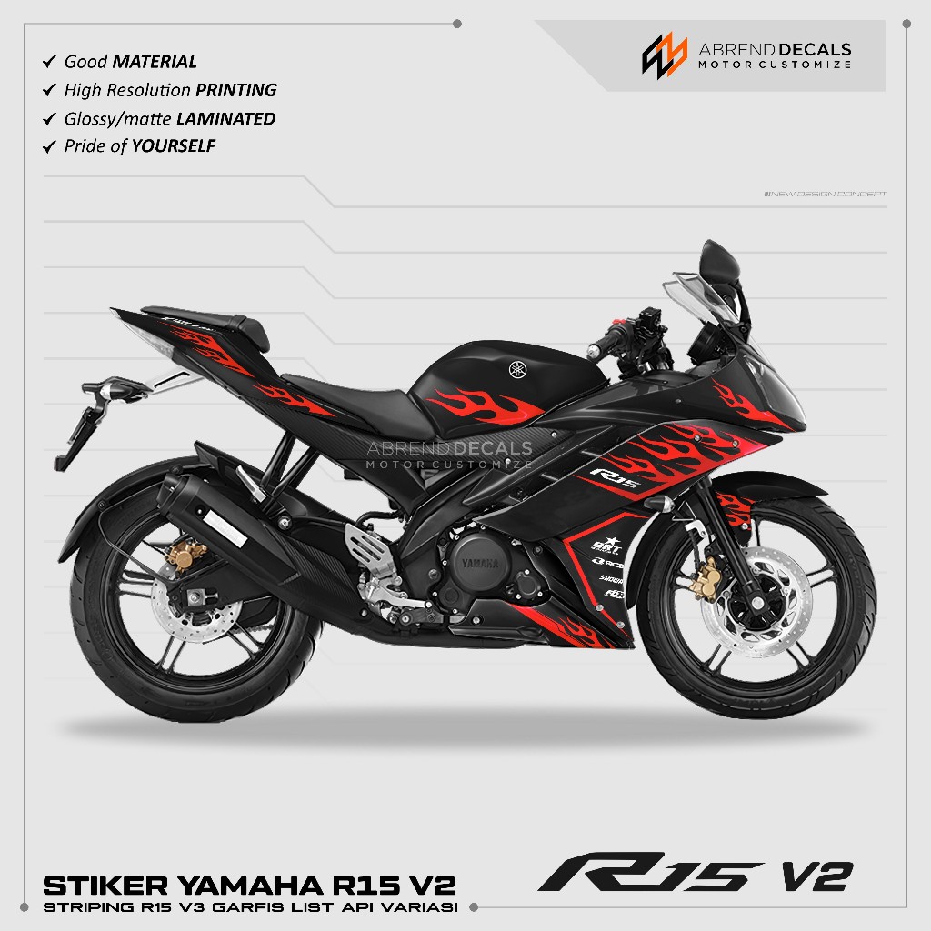 Jual STRIPING R15 V2 GRAFIS API TRANSPARAN / STIKER MOTOR YAMAHA R15 V2 ...