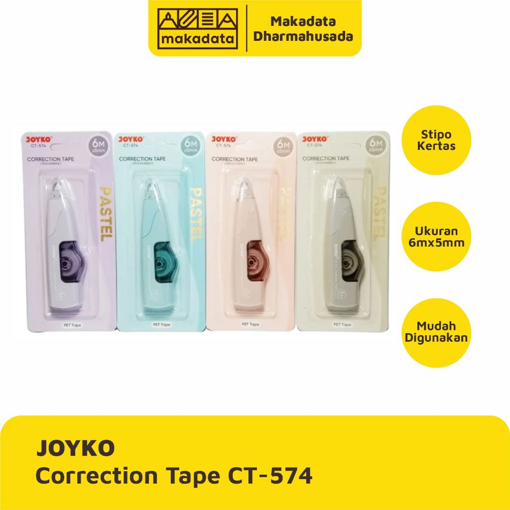 Jual CORRECTION TAPE | STIPO KERTAS JOYKO CT-574 6 METER PASTEL (1 PCS) | Shopee Indonesia