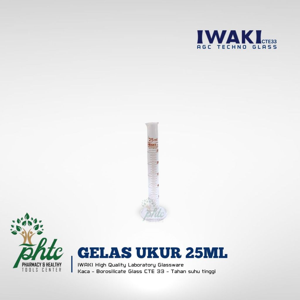 Jual IWAKI Gelas Ukur 25ml l Gelas Ukur Kaca 25 ml Tahan Panas l Measuring Cylinder Borosilicate ...
