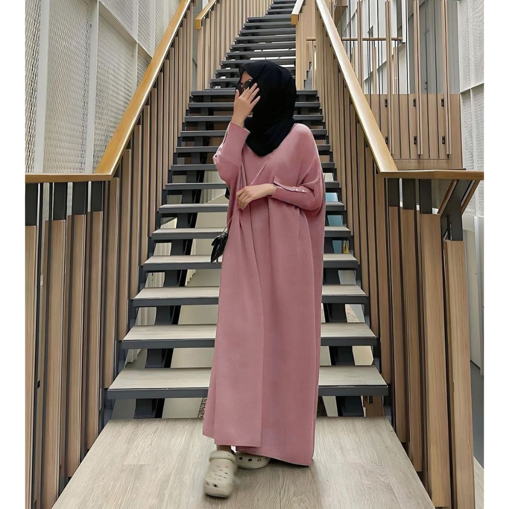 Jual Abaya Gamis Batwing Plisket Knit Dress Busui Umroh Lebaran Haji Daily v2 | Shopee Indonesia