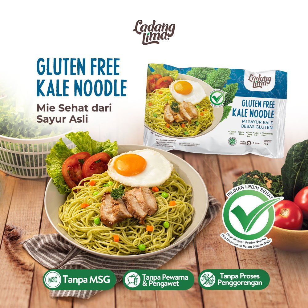 Jual Mie Kale 76g Ladang Lima - Veggie Noodle Gluten Free Bebas MSG Mi Goreng Instan Anak Tanpa ...