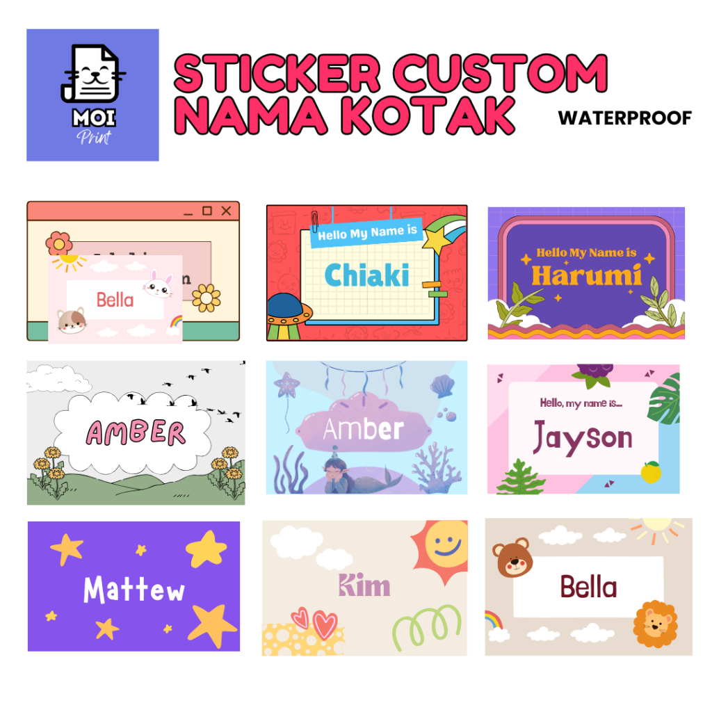 Jual Stiker Custom Nama / Label Nama Anak / Stiker Lucu Anak / Sticker ...