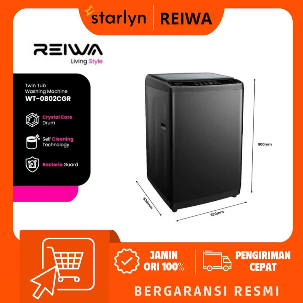 Jual MESIN CUCI 1 TABUNG REIWA TOP LOADING 8KG WT-0802CGR / 11Kg WT ...