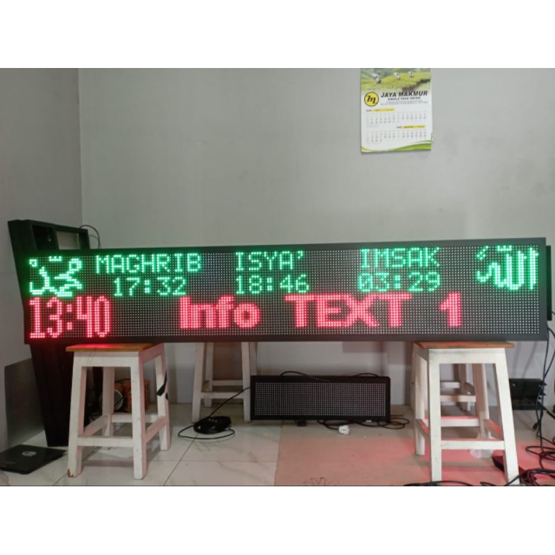Jual Jam Sholat Running Text Single Colour uk,200x37cm | Shopee Indonesia