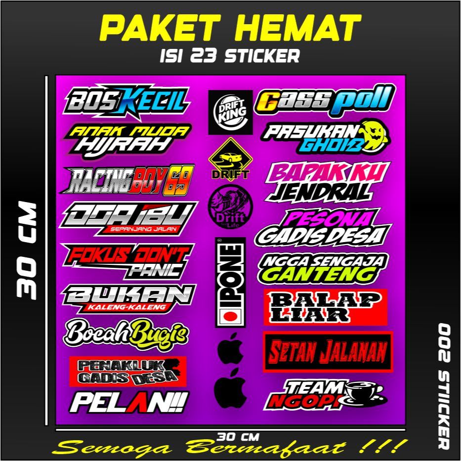 Jual 002 Sticker setiker stiker striping sponsor racing boy bos kecil ...