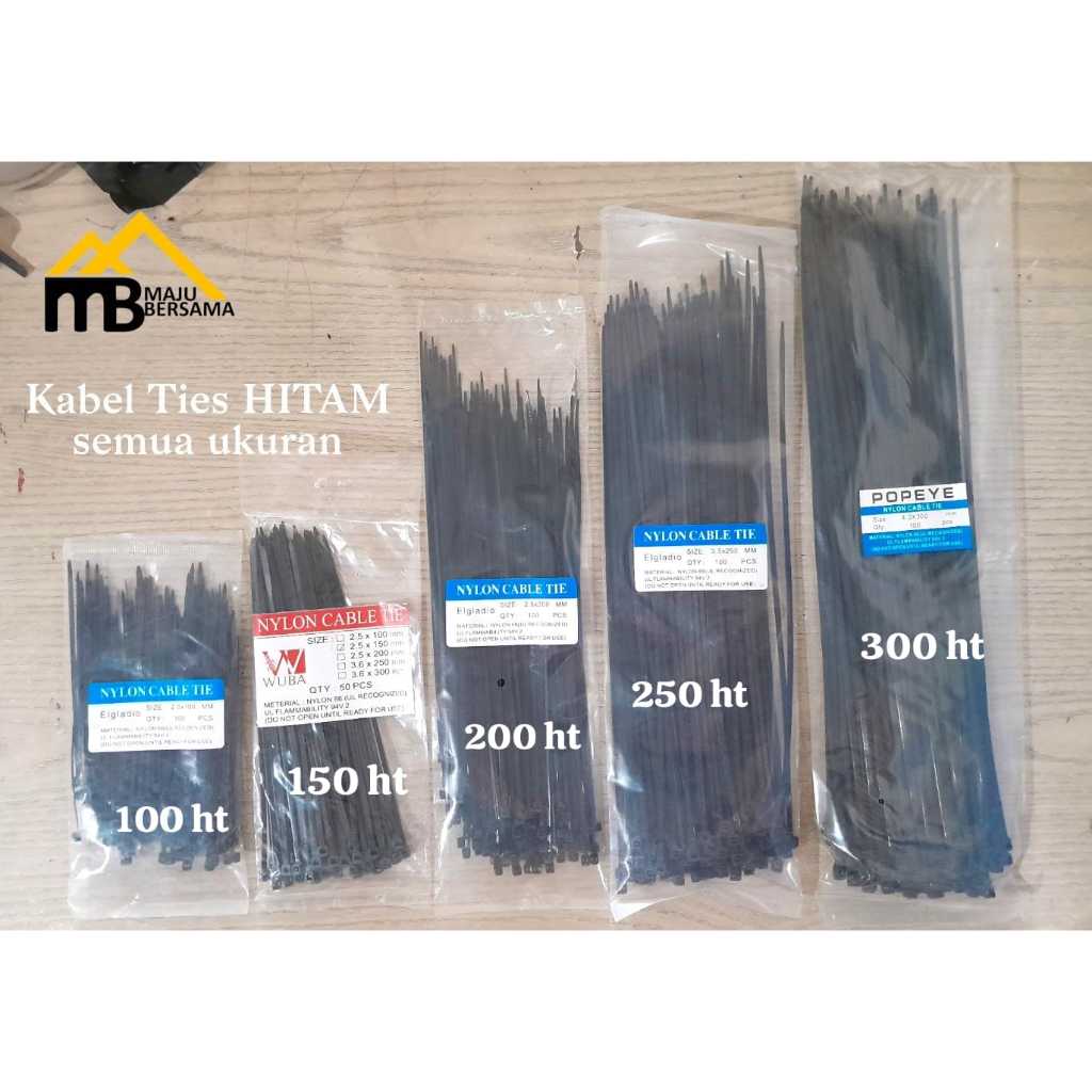 Jual Kabel Ties [HITAM] 10cm/15cm/20cm/25cm/30cm (1pack isi @100pcs) | Shopee Indonesia
