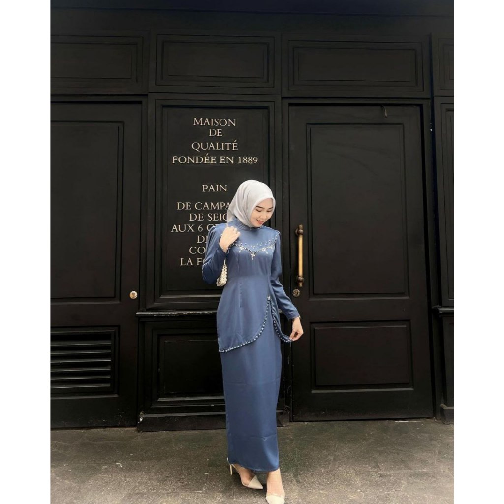 Jual Oneset Felicia Baju Kurung Melayu Dress Pesta Setelan Baju Kondangan Wisuda Kekinian Full ...