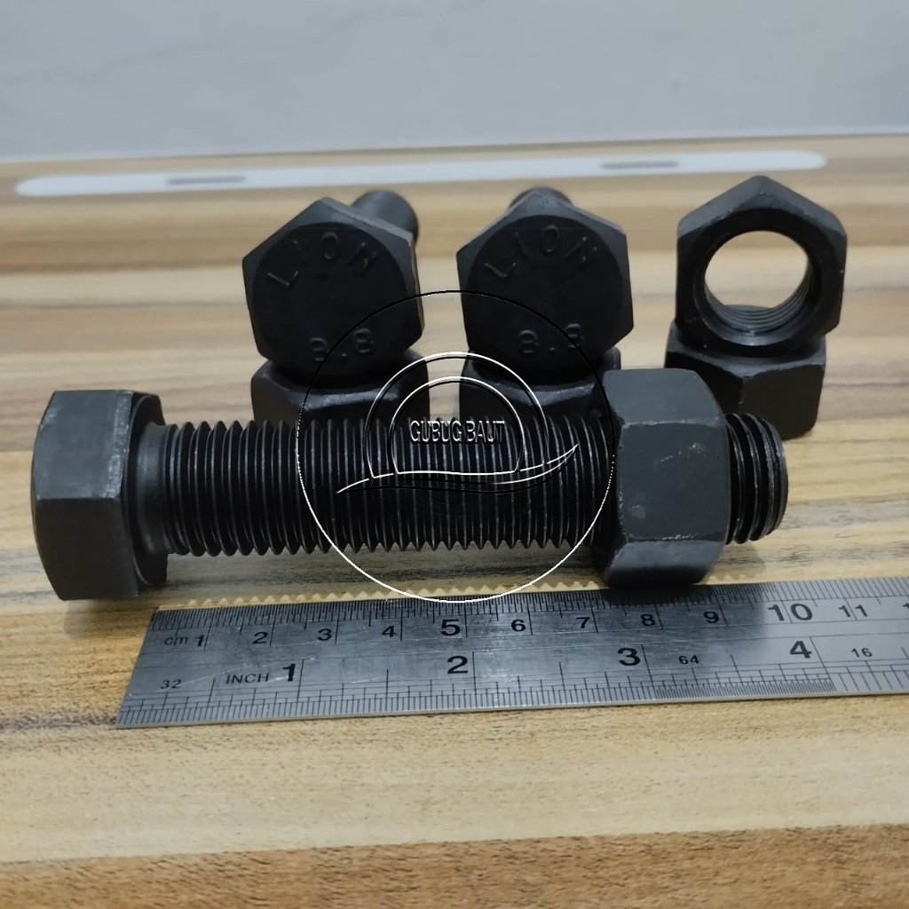 Jual BAUT MUR BAJA M22X100 KUNCI 32 FULL DRAT PANJANG 10CM 10 CM BAUD M22 X 100 GRADE 8.8 HTB ...