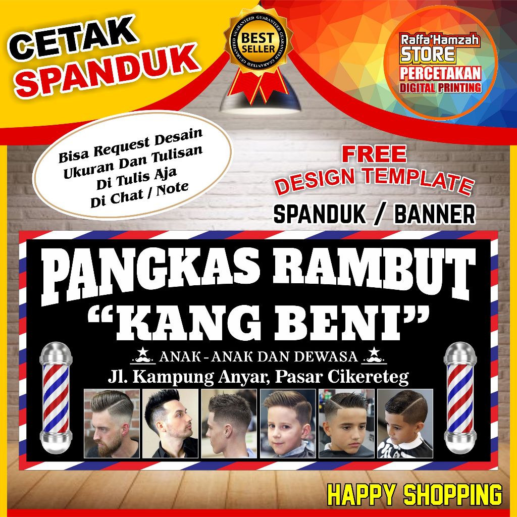 Jual Spanduk Backdrop Banner Pangkas Rambut / Spanduk Pangkas Rambut ...