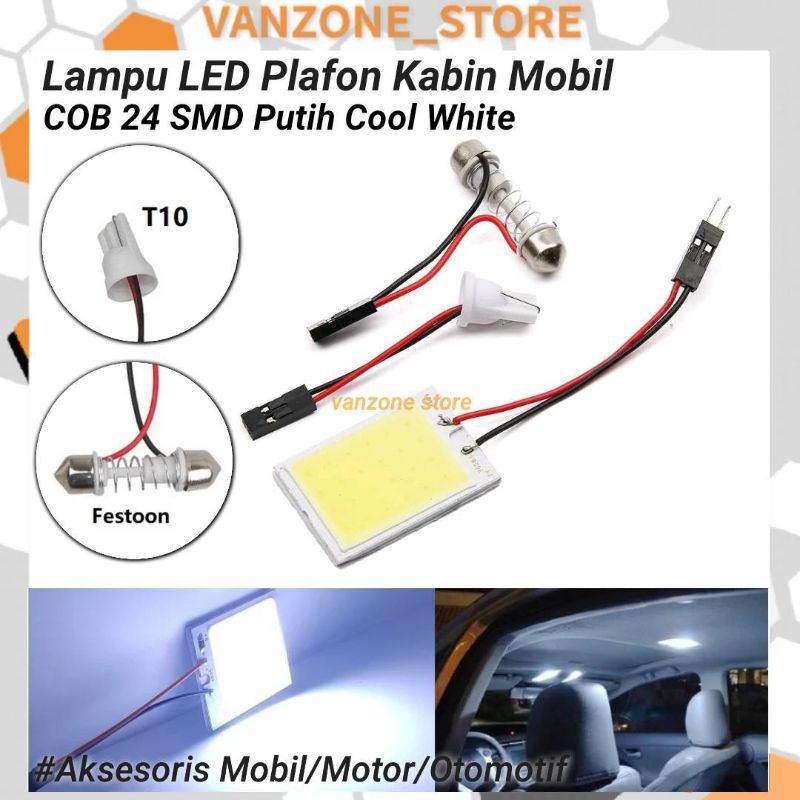 Jual Lampu Plafon Universal Kabin Interior Mobil LED Soket adapter T10 ...