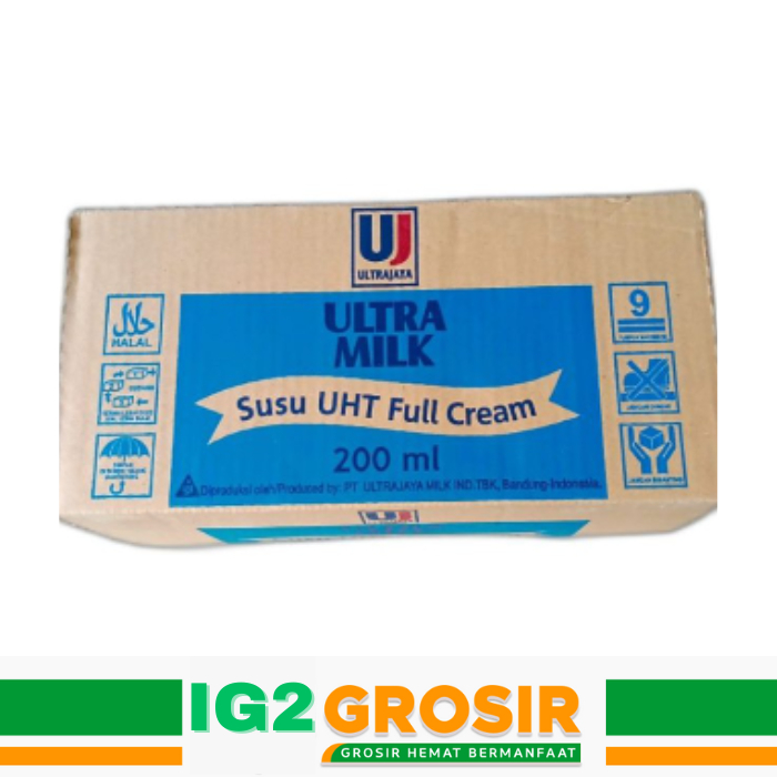 Jual Susu Ultra Milk Full Cream 200ml 1 Dus isi 24 pcs Enak Dan Bergizi | Shopee Indonesia