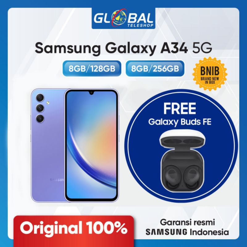 Jual Samsung Galaxy A34 128GB 256GB - Garansi Resmi Samsung (Free Buds FE) | Shopee Indonesia