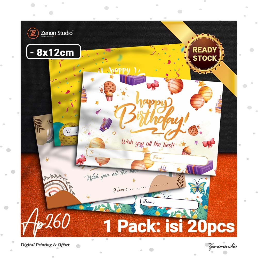 Jual [20pcs] Kartu Ucapan Ulang Tahun 8x12 cm Birtday Card Blank Card ...