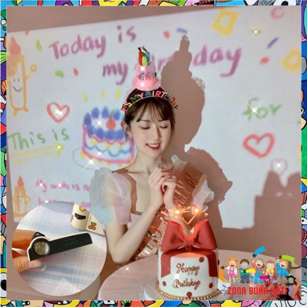 Jual Proyektor Mini Ulang Tahun Portable Backdrop Mini Birthday ...