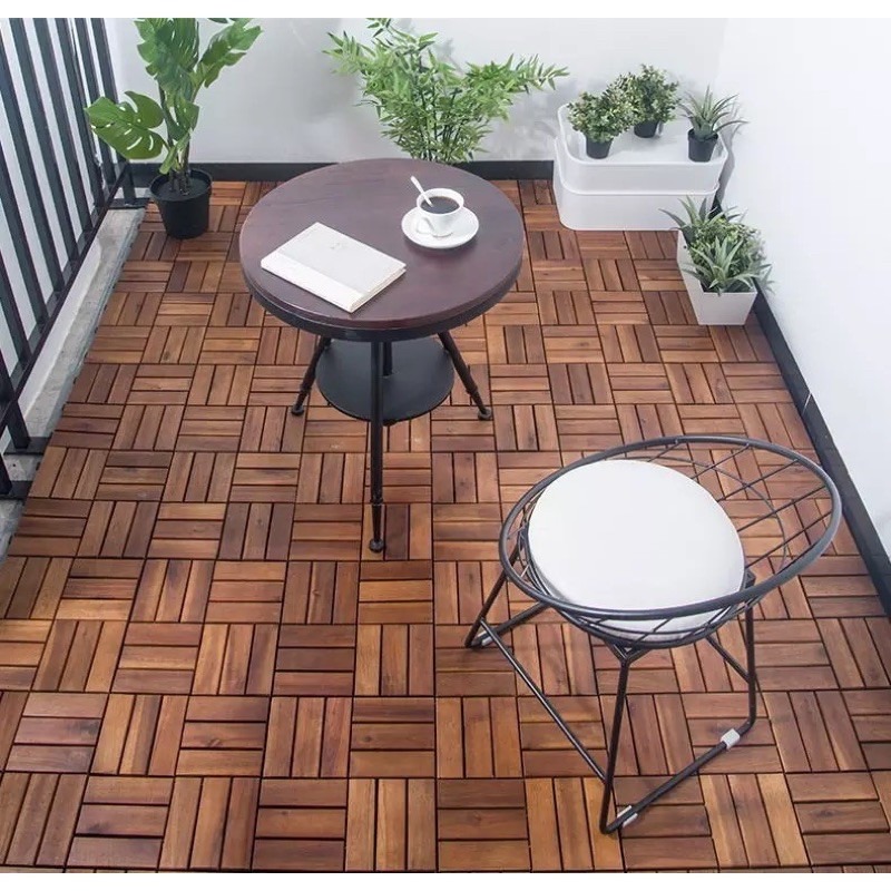 Jual Lantai Kayu Tempel Decking Tile Parket Outdoor 4 Line Ukuran 30x30 ...