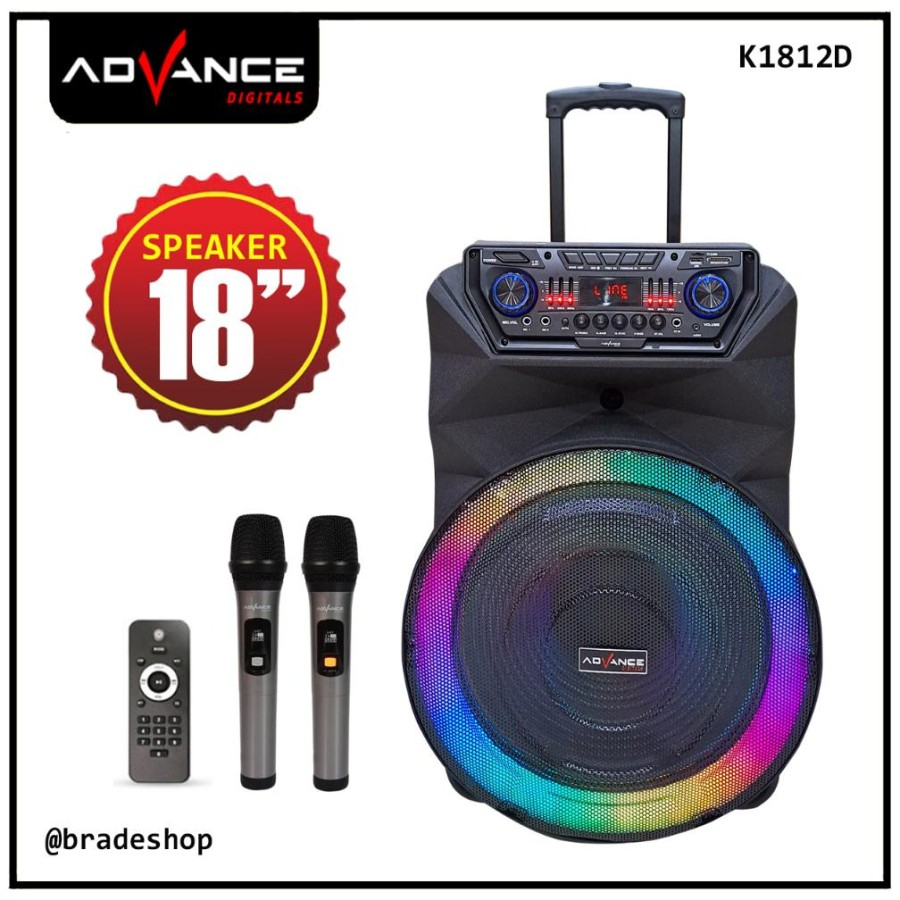 Jual Speaker Advance K1812 D Xtra Bass speaker 100W 18 inci Meeting Bluetooth Portable Plus 2 ...