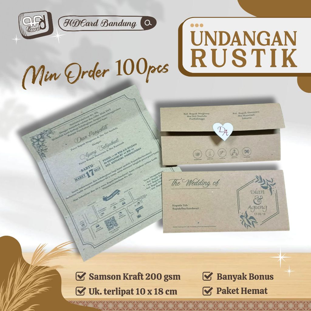Jual [SK04] Undangan Kraft Rustik Segel Stiker Desain Custom Murah ...