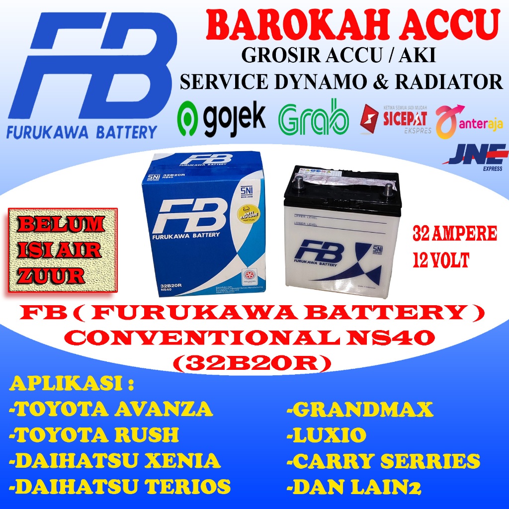 Jual AKI MOBIL FB FURUKAWA BATTERY CONVENTIONAL NS40 / 32B20R , 32 AH | Shopee Indonesia