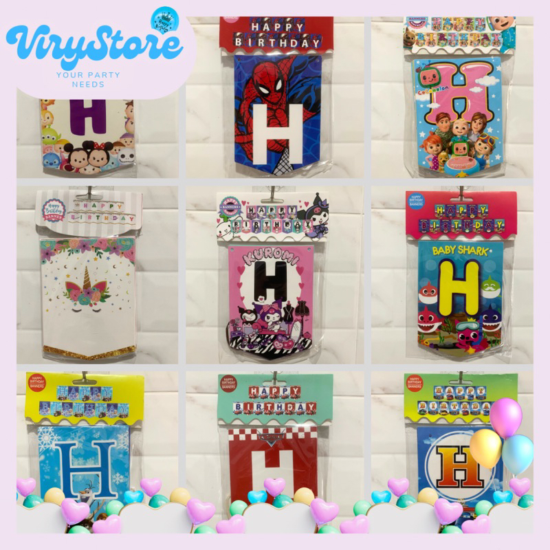 Jual [Virystore] Banner Ulang Tahun Karakter/ Banner Ultah Karakter ...