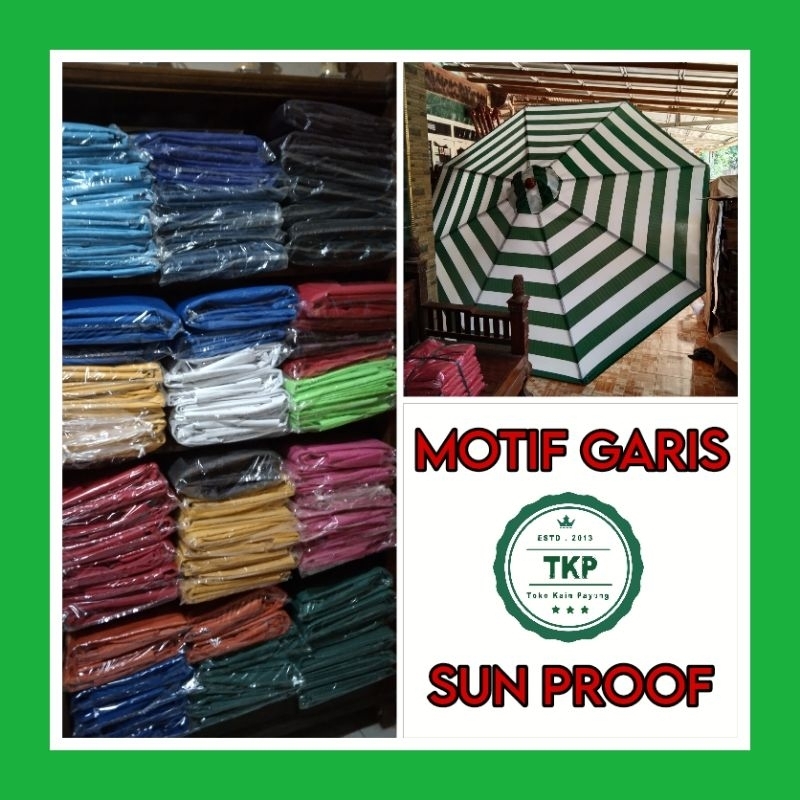 Jual kain tenda payung motif garis-garis, cover tenda payung motif ...